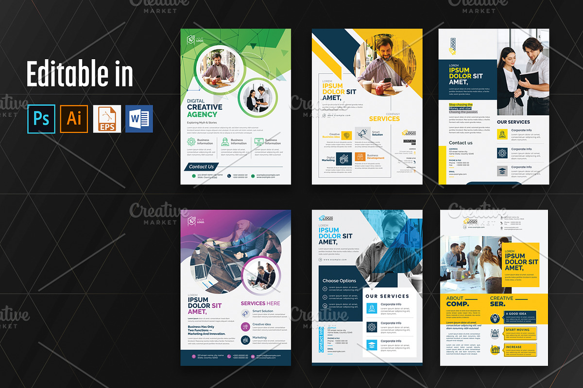 Flyer Bundle, a Flyer Template by Cristal Pioneer