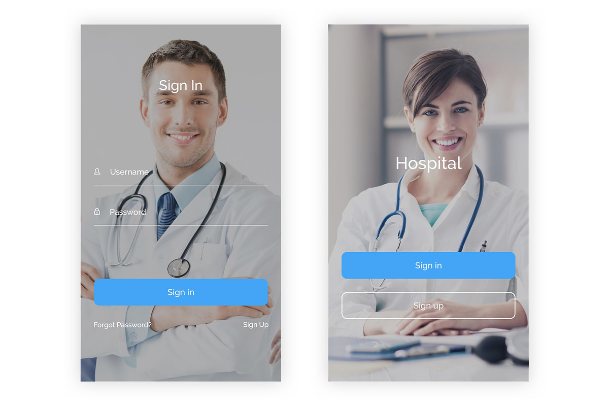 Hospital: Health & Medical Figma App, an UI Kit Template by themelove