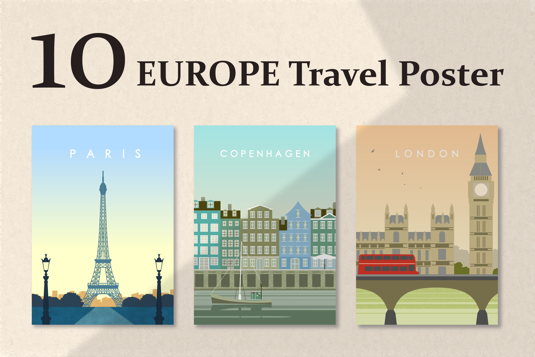 10 EUROPE Travel Poster, an Illustration by Zakazis
