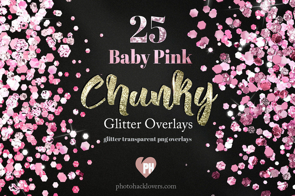 Chunky Baby Pink Glitter Overlays, an Object Graphic by Photohacklovers ...