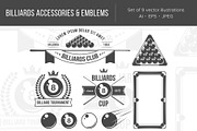 Billiards accessories and emblems, an Illustration by Cmeree