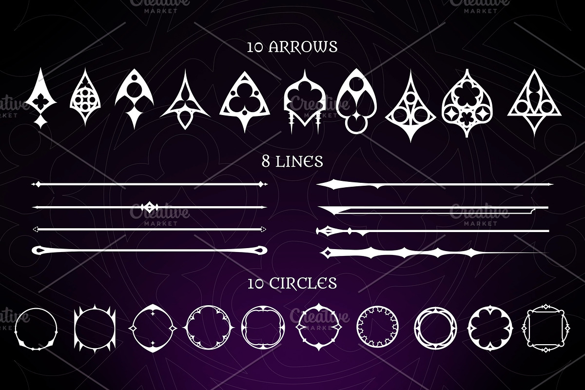 Fantasy Gothic Elements Set, an Illustration by Olga Ryzychenko