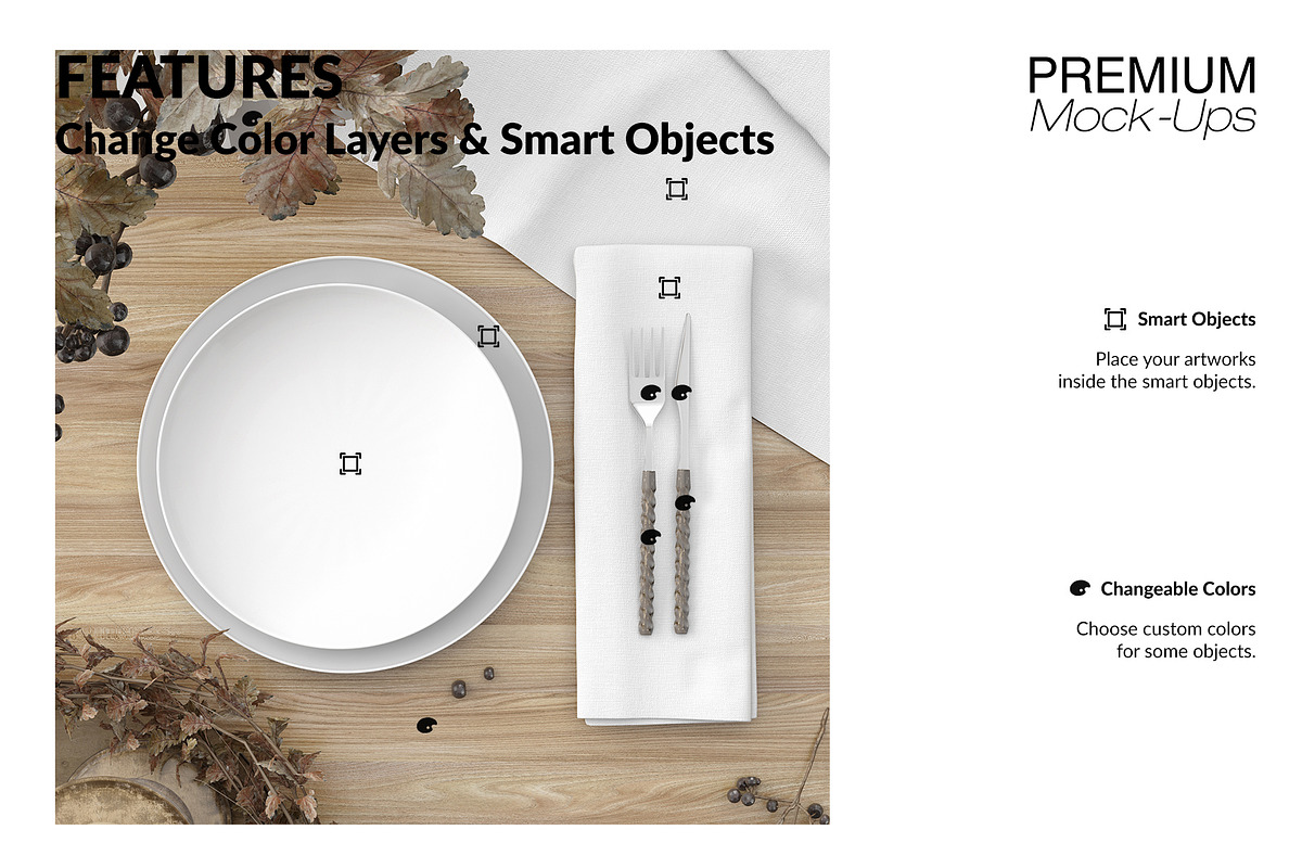 Plates, Tablecloth & Napkin Mockups, a Product Mockup by mock-ups