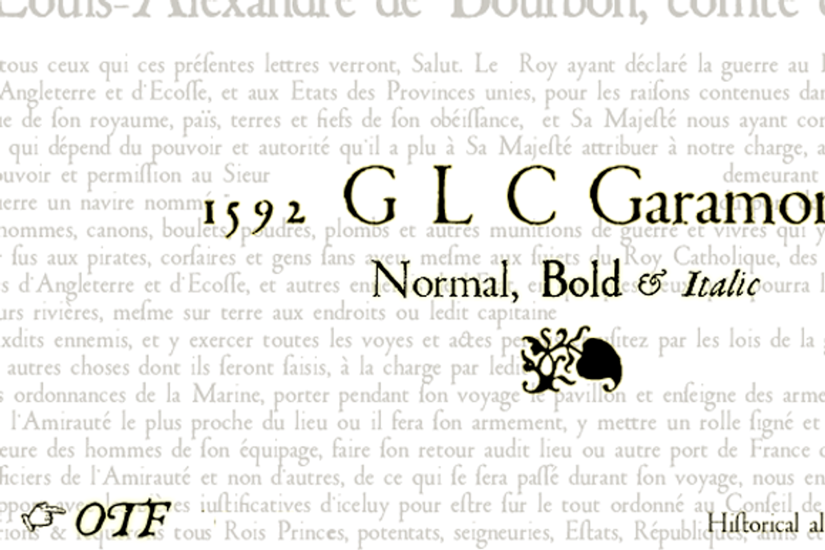 1592 GLC Garamond Set, a Serif Font by GLC Foundry