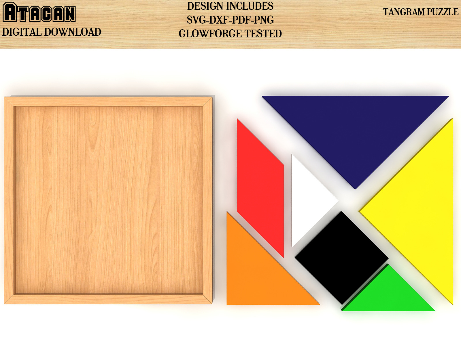 Tangram Wooden Toys Board Puzzle, a Graphic by AtacanDigital | Creative ...