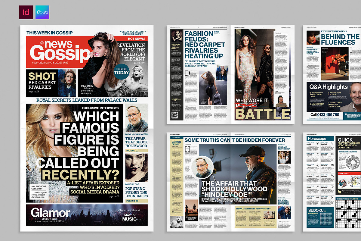 Gossip Newspaper Template, a Magazine Template by BrandPacks