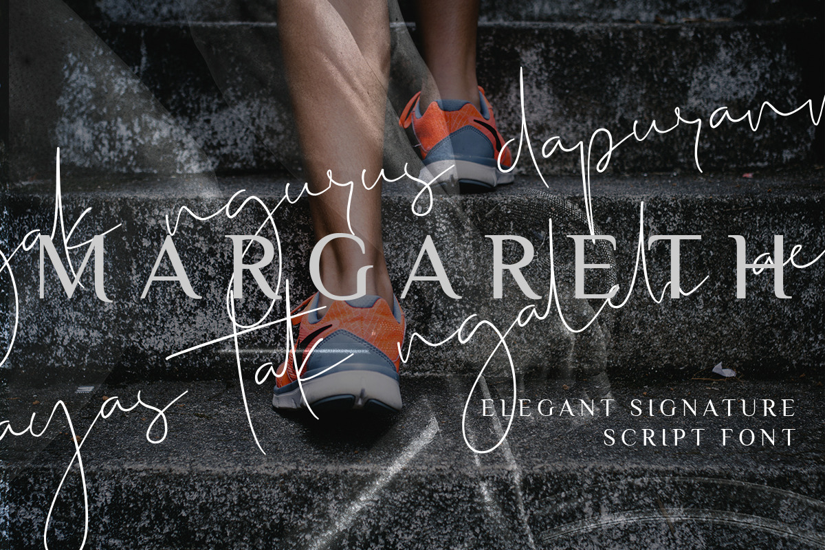 margareth elegant signature script, a Script Font by Say Studio