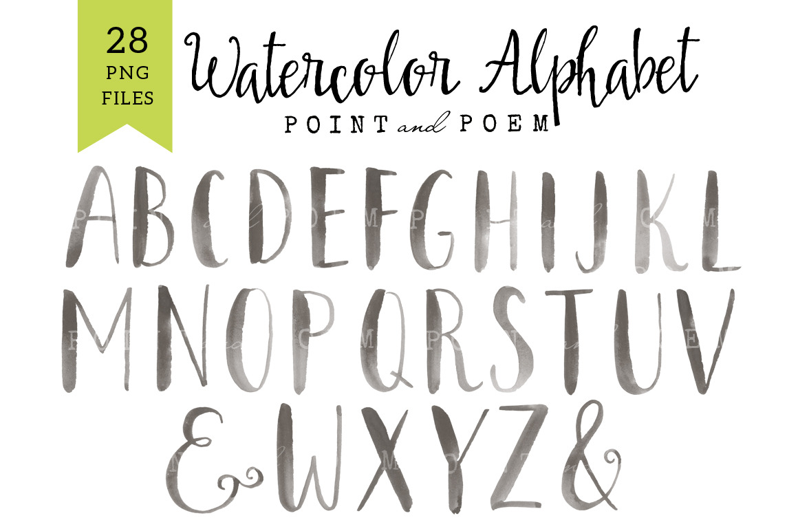Watercolor Alphabet Clip arts, an Illustration by Point and Poem
