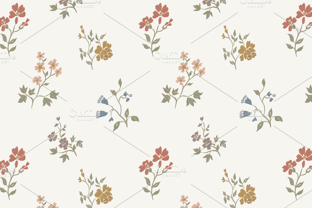 Vintage Floral Pattern, a Pattern Graphic by Mieken Petra Designs
