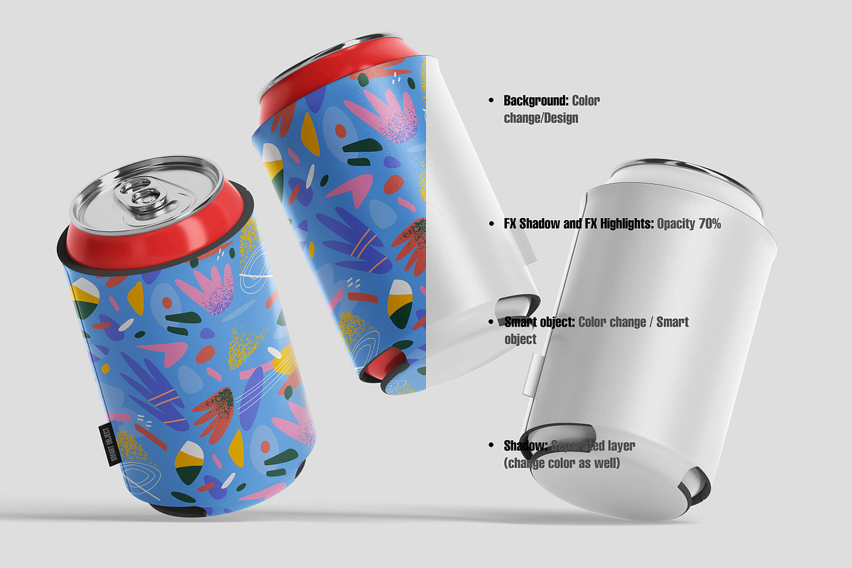 Can cooler mockup, can mockup mockup, a Merchandise Mockup by GraphicVil