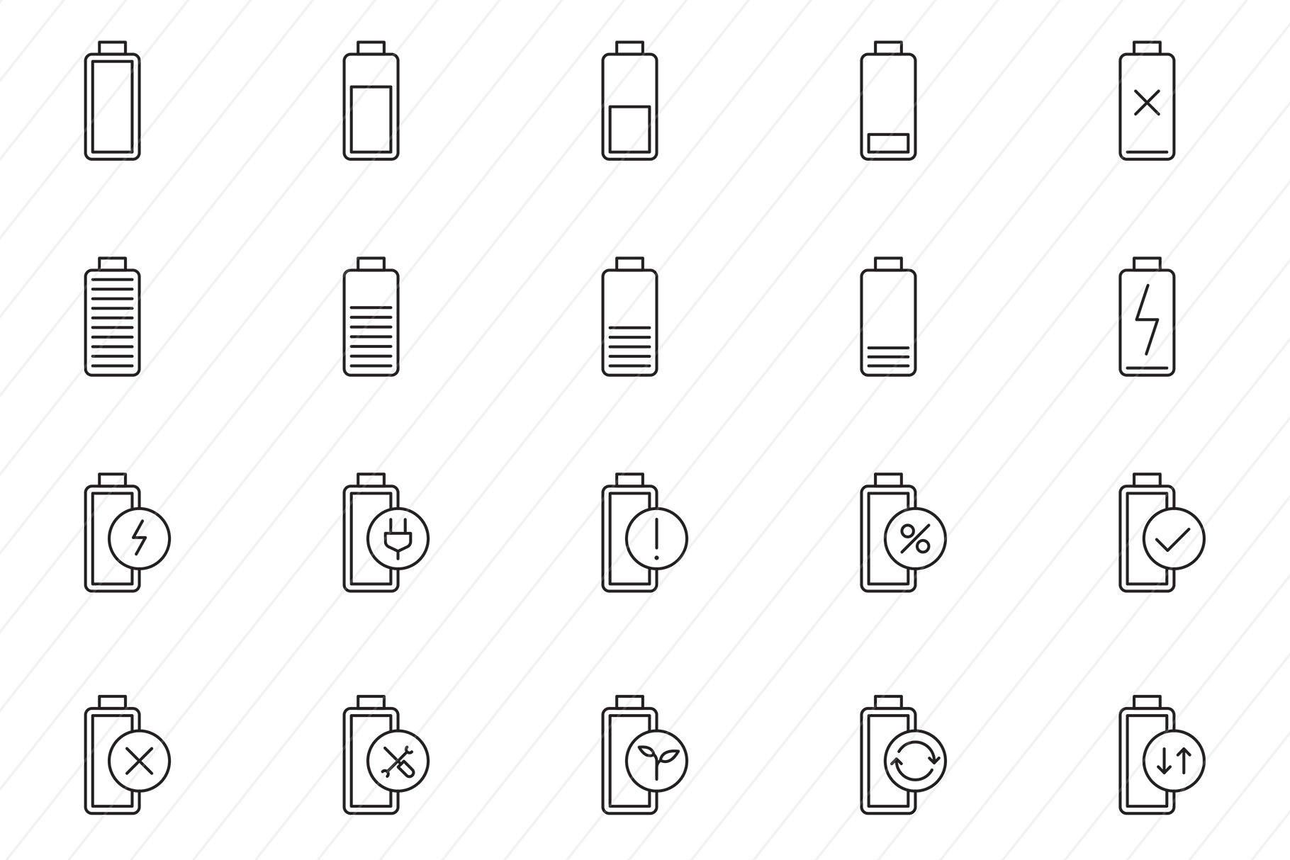 Battery Icons, an Icon by Graphic Pear