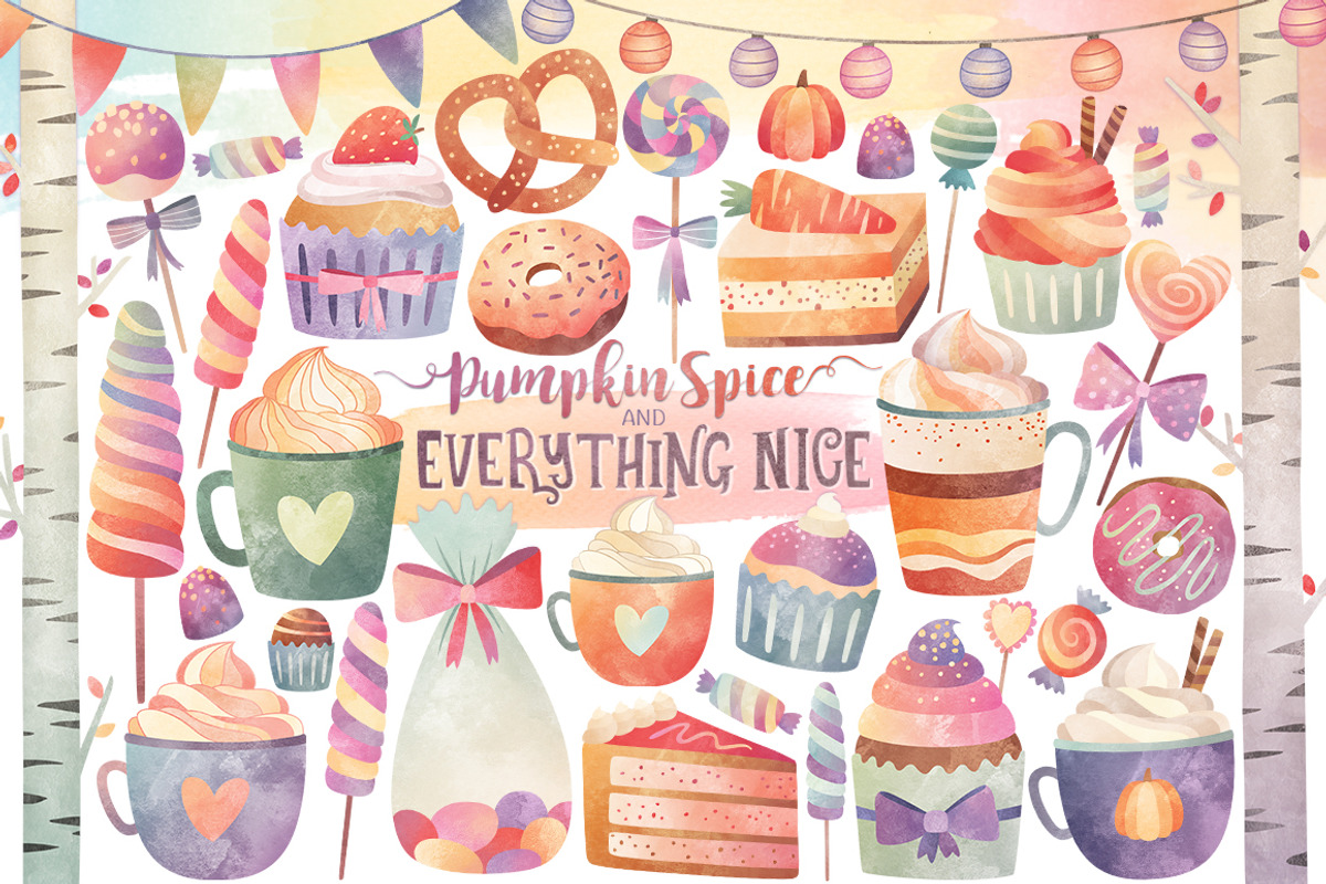 Watercolor Sweets & Treats Clipart, a Food Illustration by Kenna Sato ...