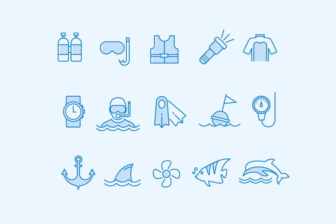 15 Scuba and Diving Icons, an Icon by Creative VIP | Creative Market