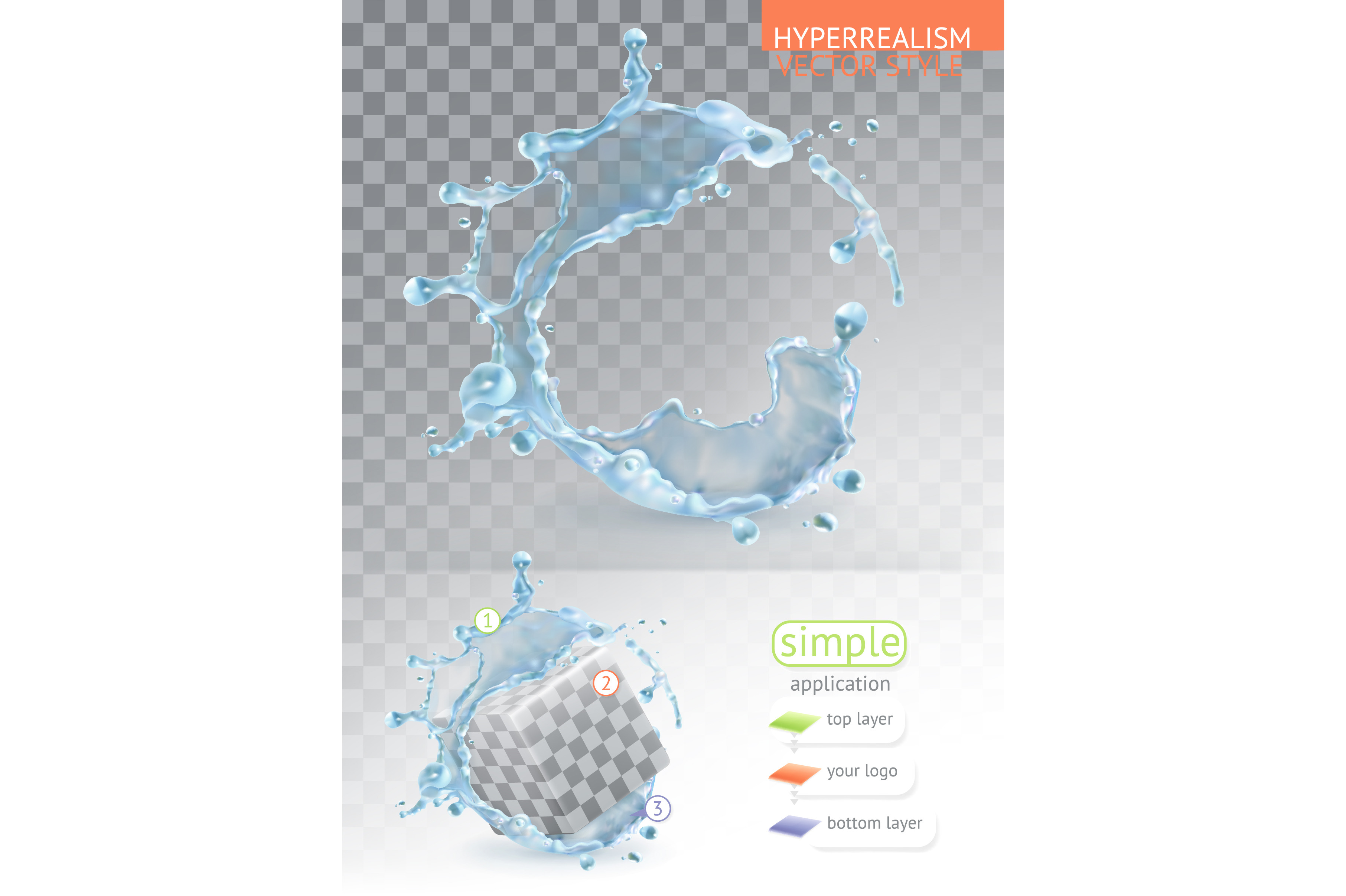 Water splash, vector application, a Food Illustration by Allevinatis Studio