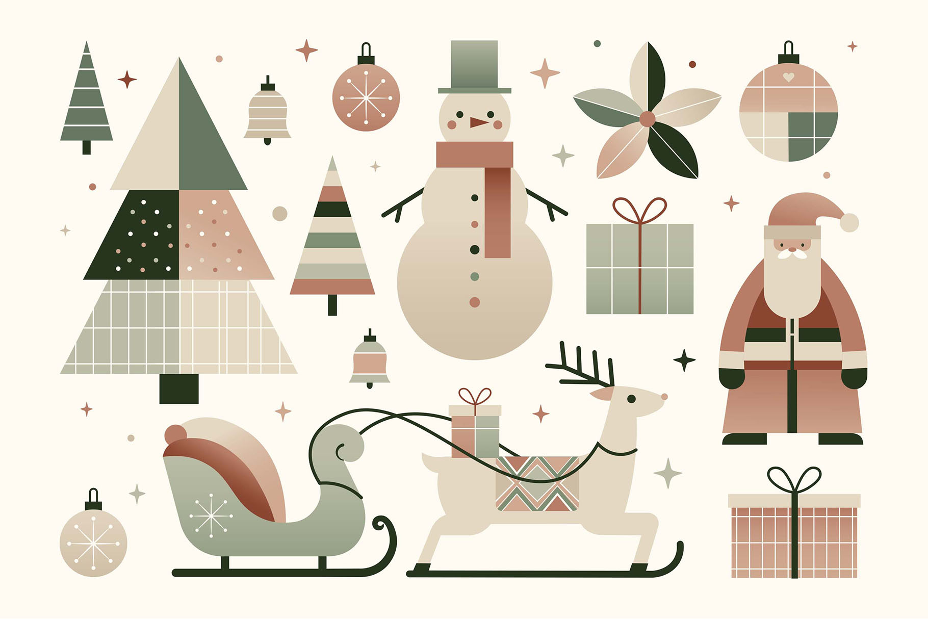 Modern Christmas Vector Illustration, a Seasonal Illustration by ...