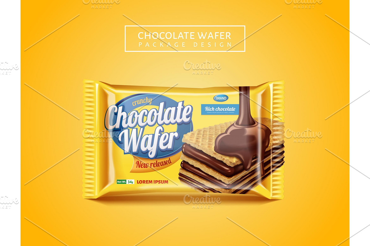 Chocolate wafer package design, a Food Illustration by TotallypicRF
