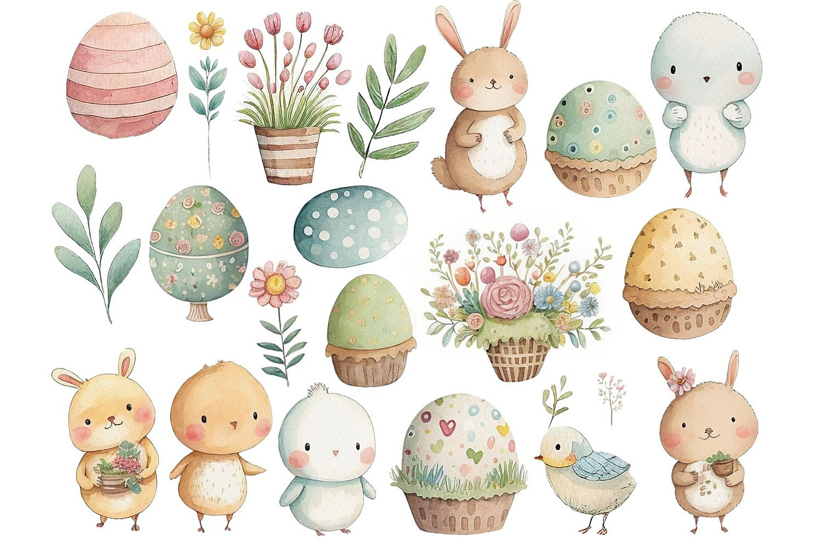 Easter Whimsy Clipart Collection, a Graphic by JBArt Clipart | Creative ...