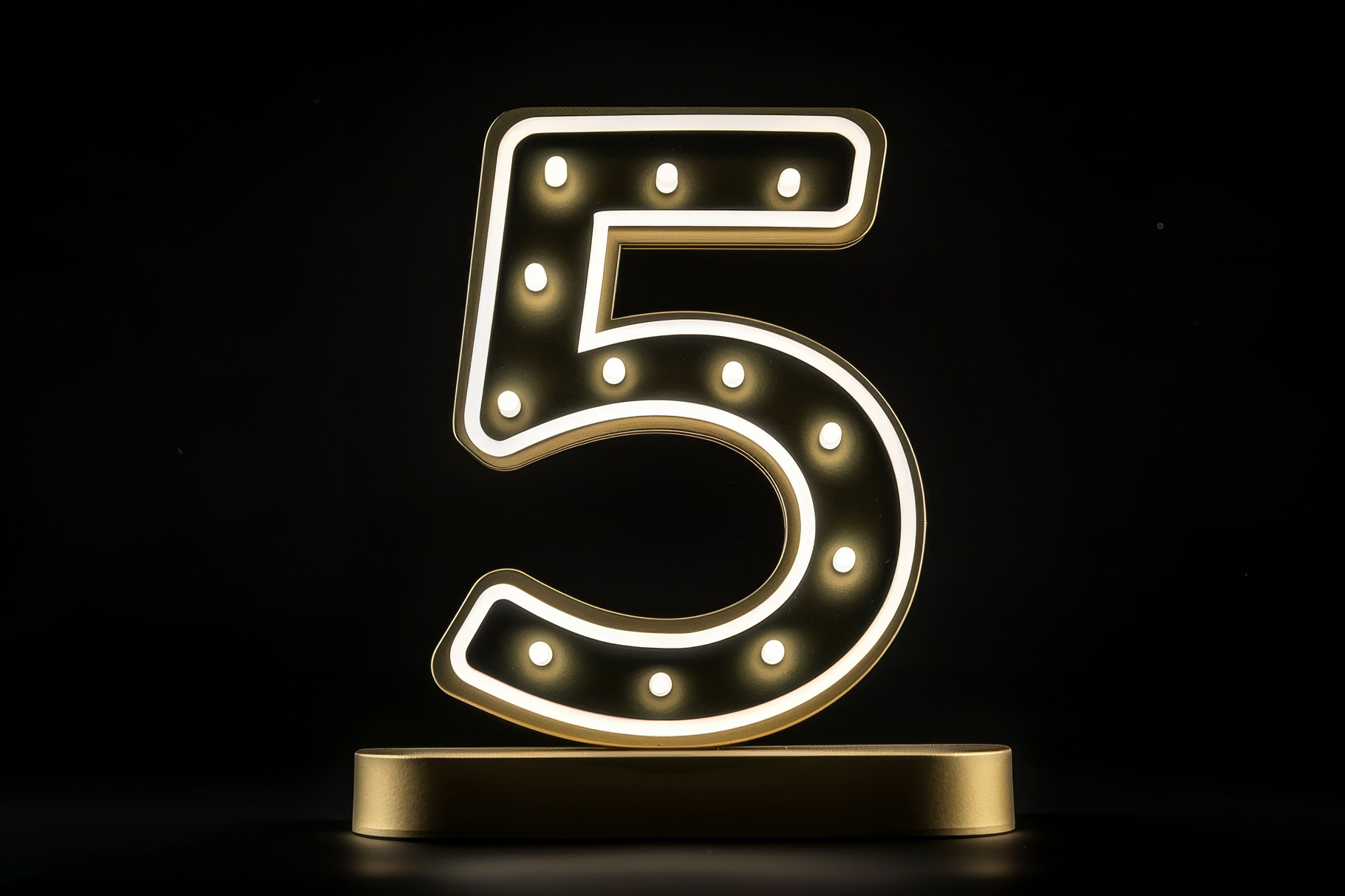 The glowing number five stands out o, a Photo by Tanuart