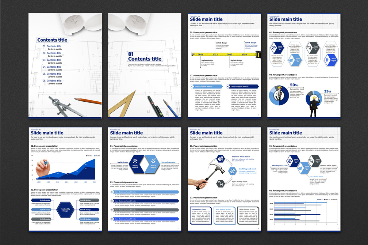 Blueprint PPT vertical templa, a Presentation Template by GoodPello