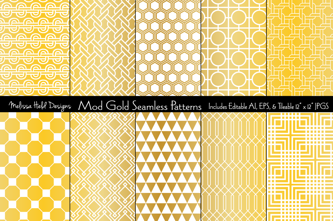 Mod Gold Seamless Patterns | Graphic Patterns ~ Creative Market
