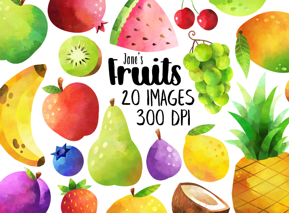 Watercolor Fruits Clipart, an Illustration by DigitalArtsi