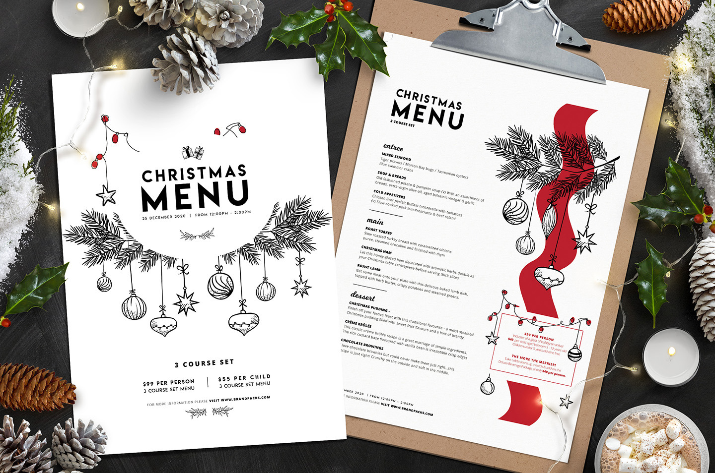 Christmas Menu Template Vol.3, a Brochure Template by BrandPacks