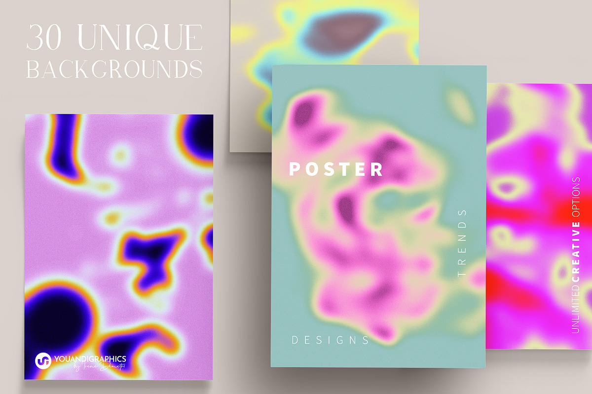 Heatmap Grainy Gradient Backgrounds, a Texture Graphic by Youandigraphics