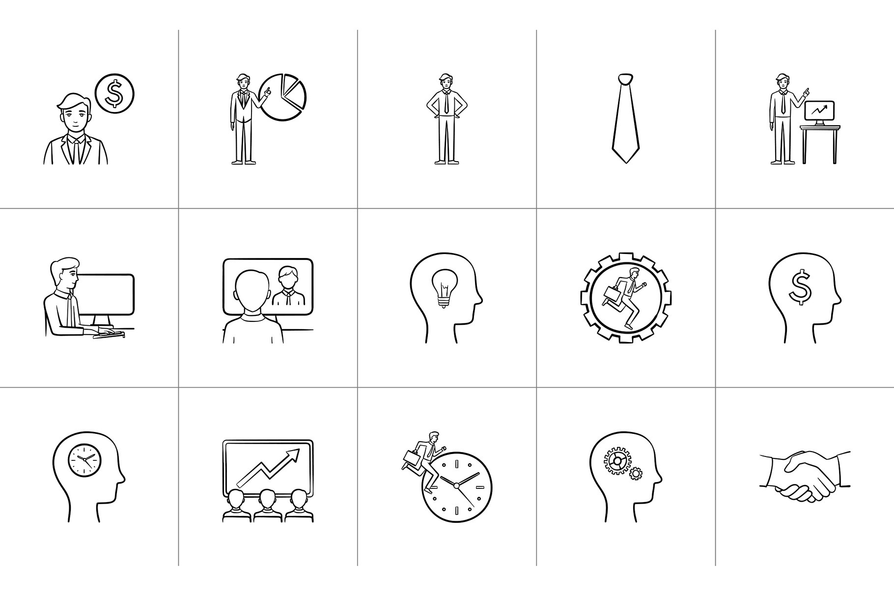 Business hand drawn sketch icon set., a Person Illustration by Visual ...