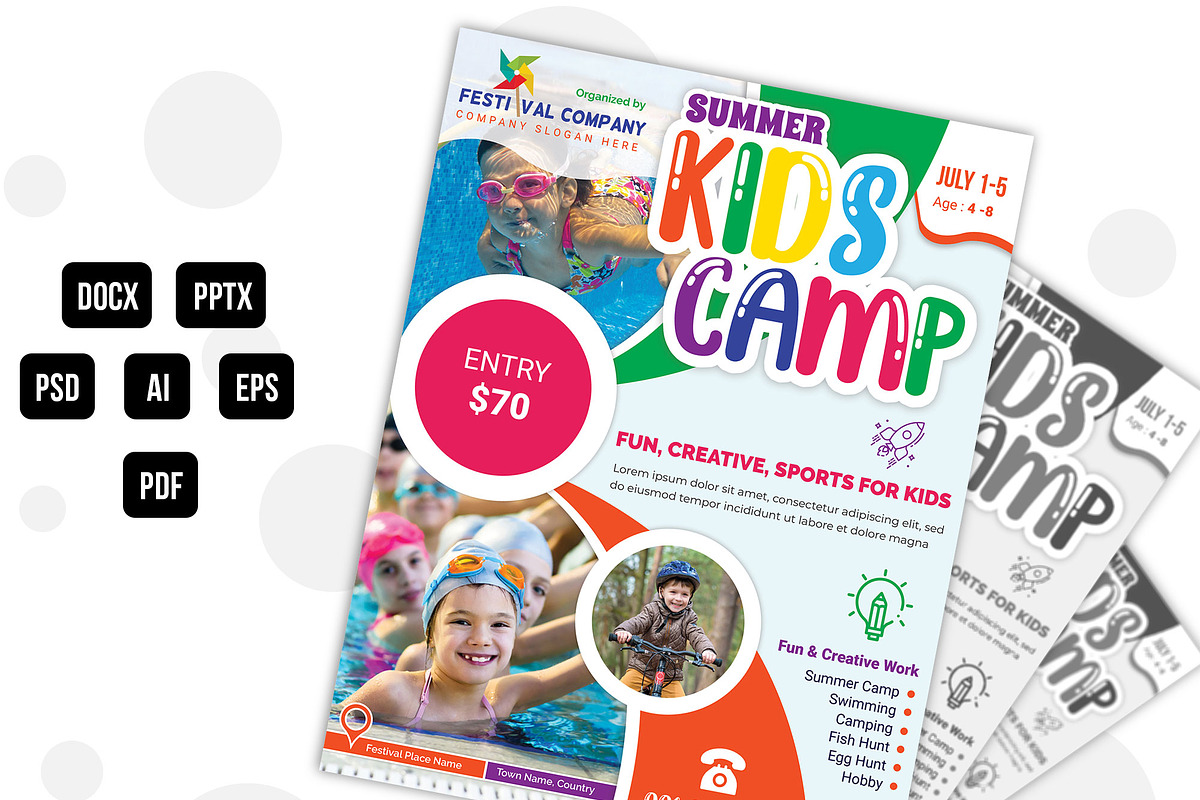 Kids Summer Camp Flyer | Ms Word, a Flyer Template by Imagine Design Studio