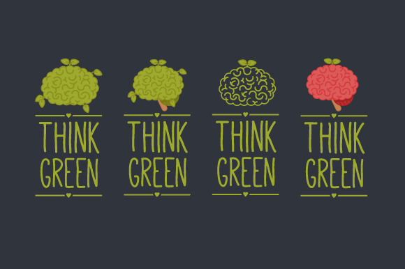 Think green labels, an Illustration by Beatriz Gascón