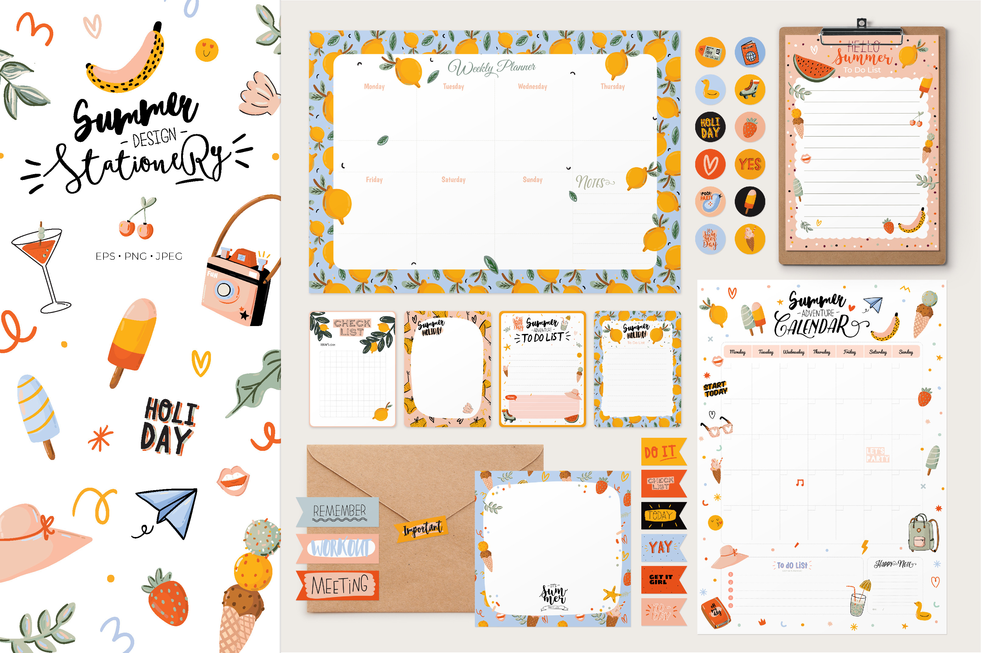Summer Stationery set {part 2}, a Stationery Template by Ruslana ...