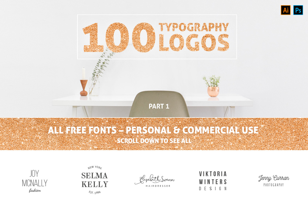 100 Typography Logos + 100 Frames, a Branding & Logo Template by AgataCreate | Creative Market