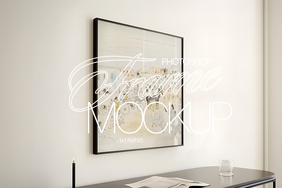 1x1 Black Frame Mockup for Photoshop