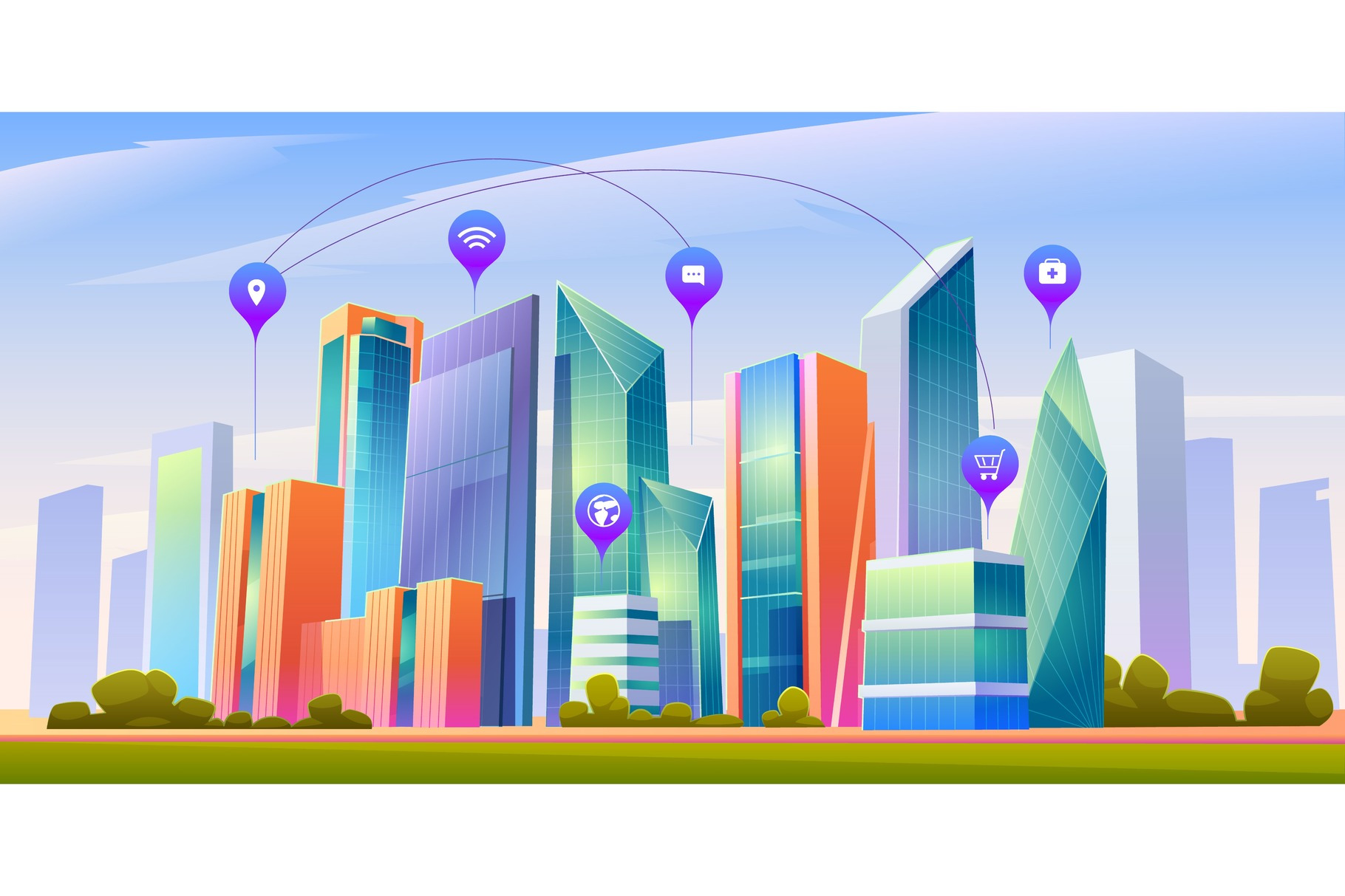 Landscape with smart city and, a Technology Illustration by art PVP ...