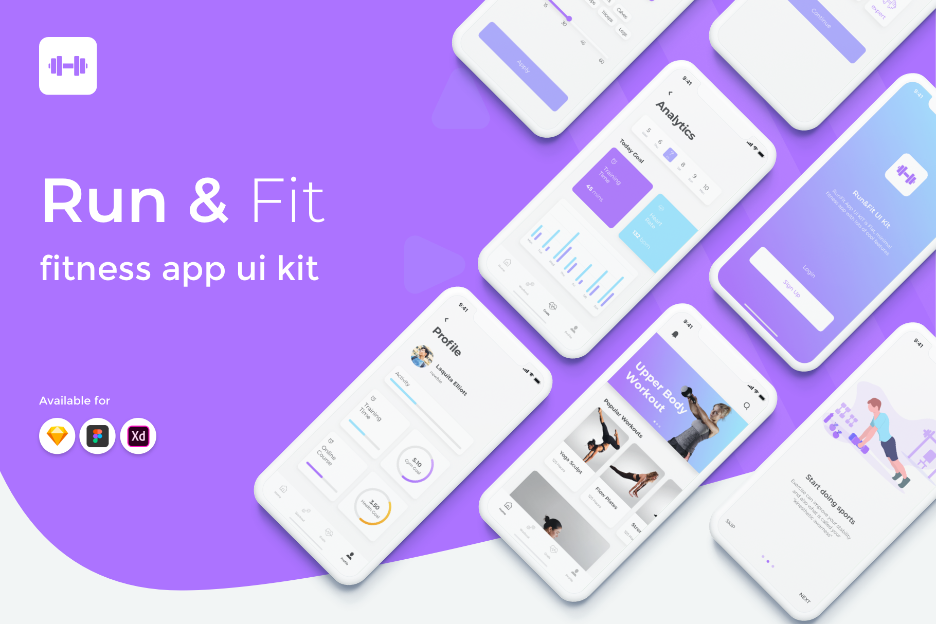 Run&Fit Fitness App UI Kit, an UI Kit Template by Onur Kuru