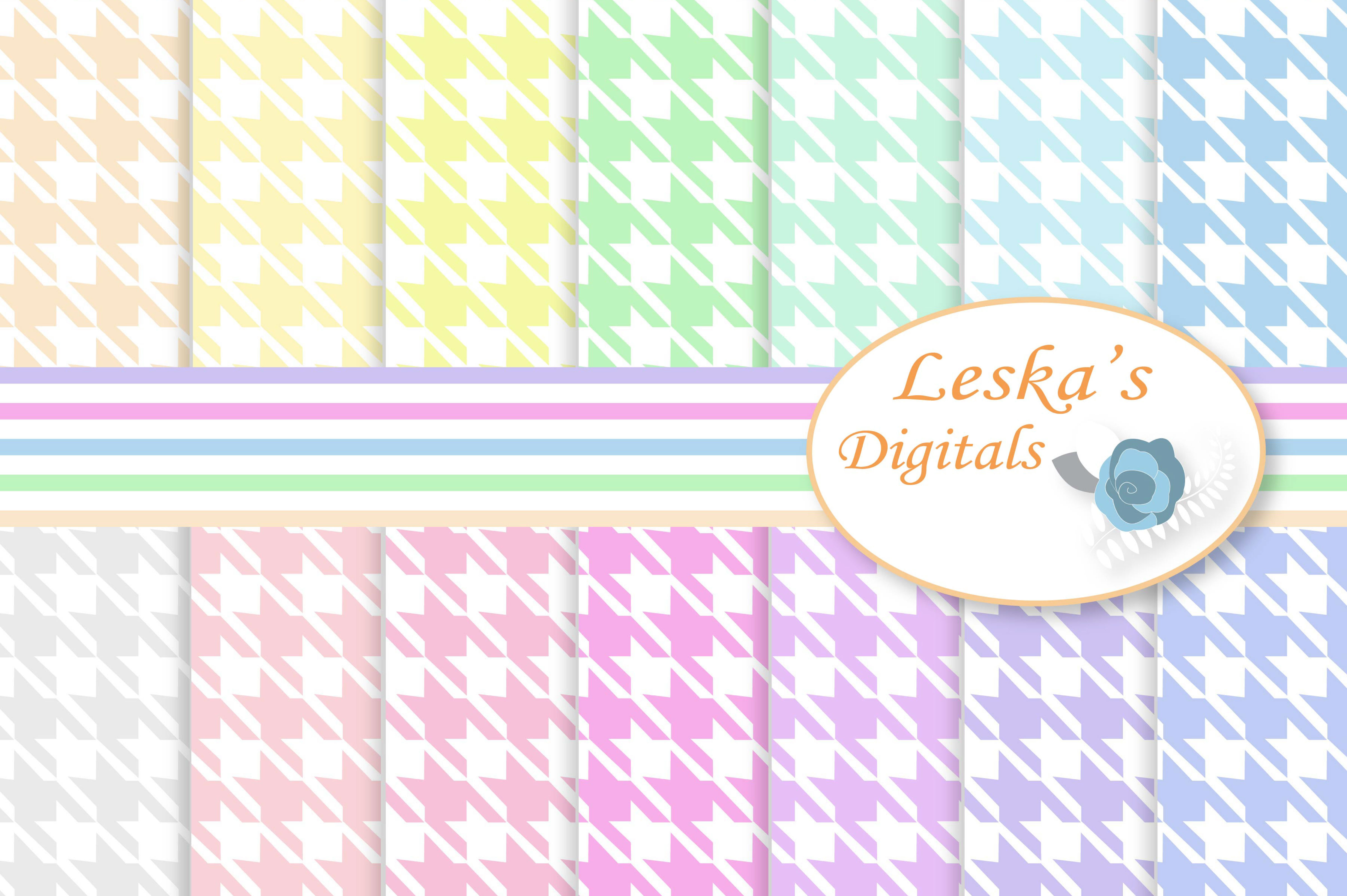 Pastel Houndstooth Digital Paper, a Pattern Graphic by Leska's Digitals