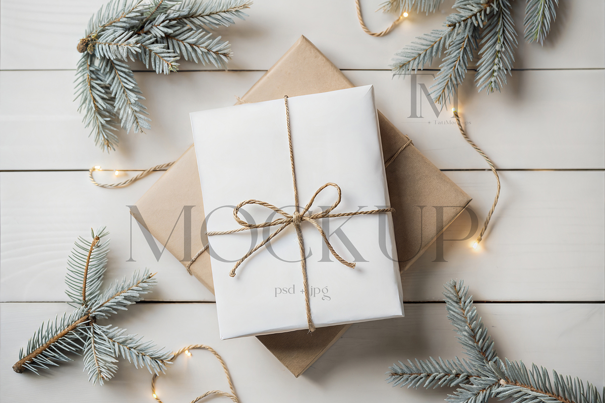 Gift Box Wrapper Paper Mockup, a Product Mockup by TatiMockup