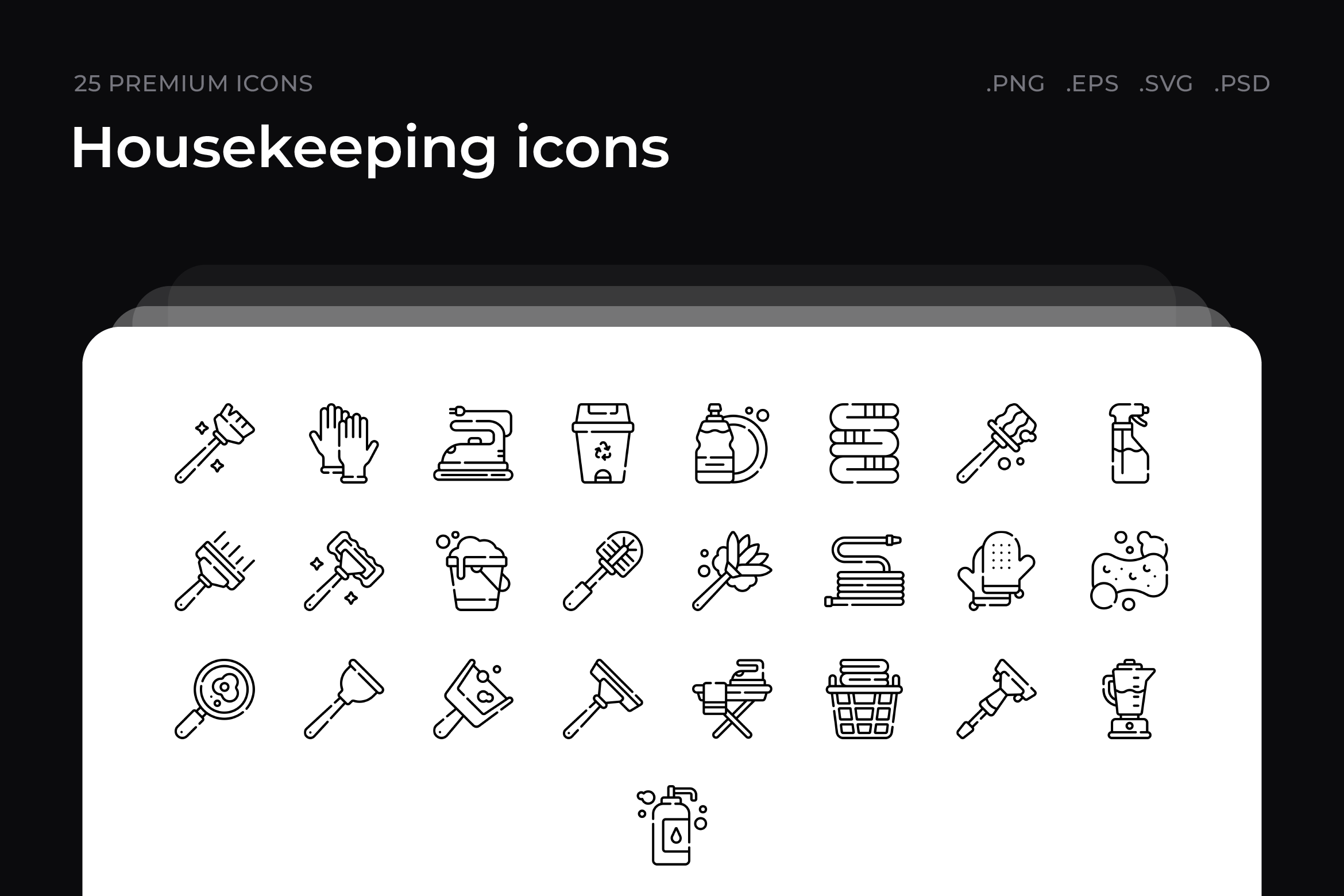 Housekeeping icons, an Outline Icon by Monser | Creative Market
