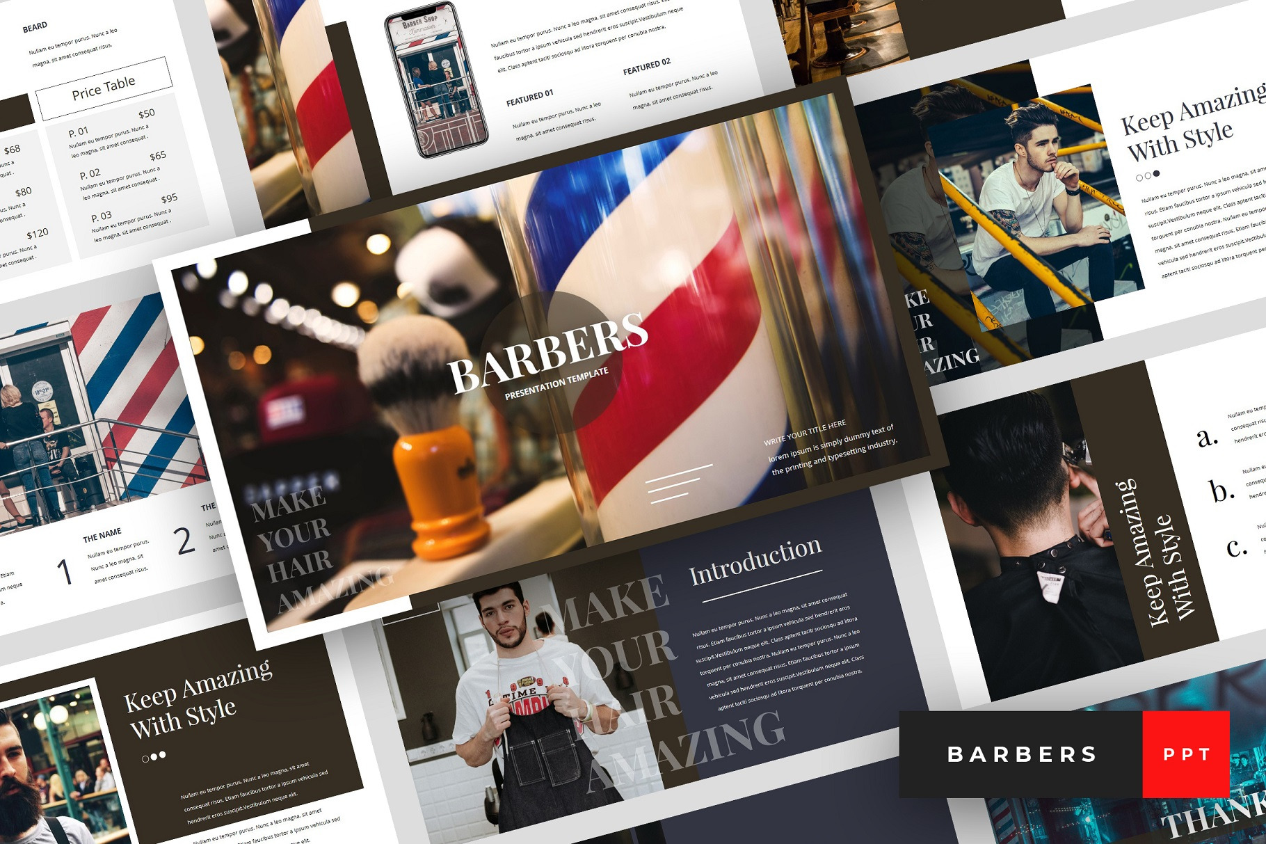 Barbers - Barbershop PowerPoint, a Presentation Template by StringLabs