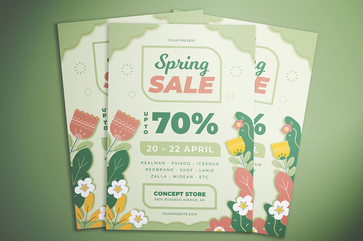 Flower Spring Sale Flyer, a Flyer Template by Gumico Studio.