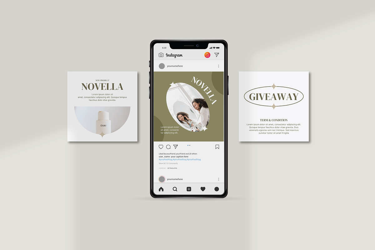 Novella Instagram template for canva, a Social Media Template by nyilstudio