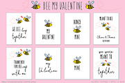 Bee my Valentine, 8 vector cards | Graphics ~ Creative Market