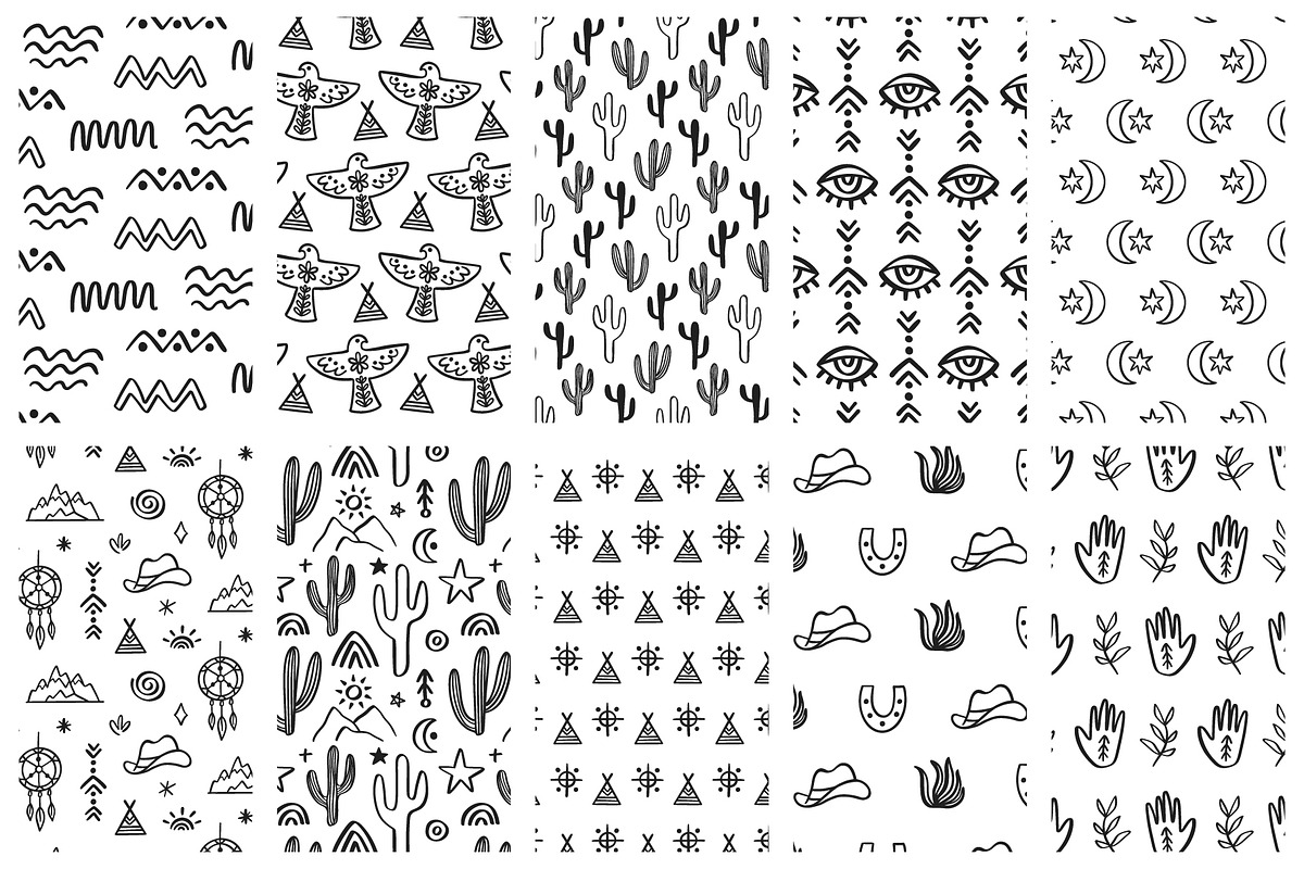 Western Bundle Clipart and Patterns, a Graphic by Katrinelly | Creative ...