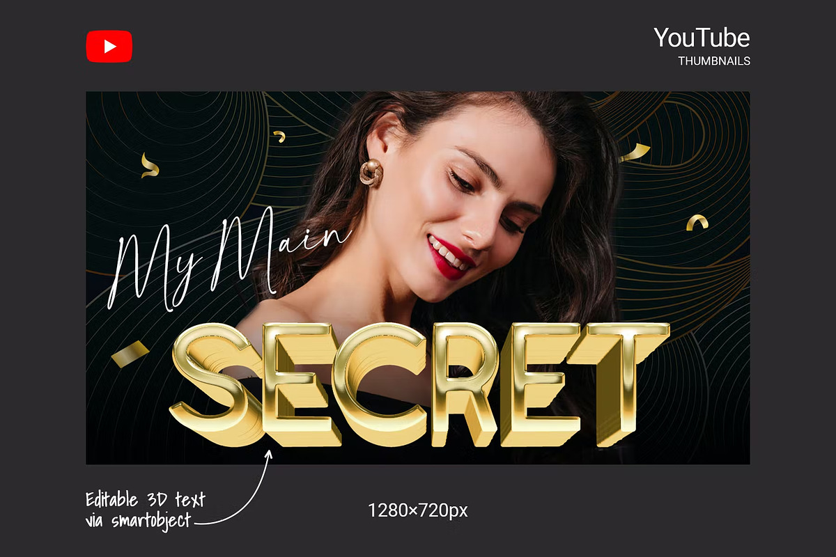 YouTube Thumbnails with Gold Text, a Social Media Template by Andrew ...