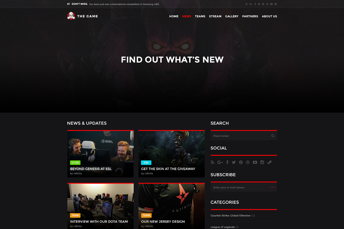 The Game - eSport PSD Gaming Templat, a Websites & App Template by Netbee