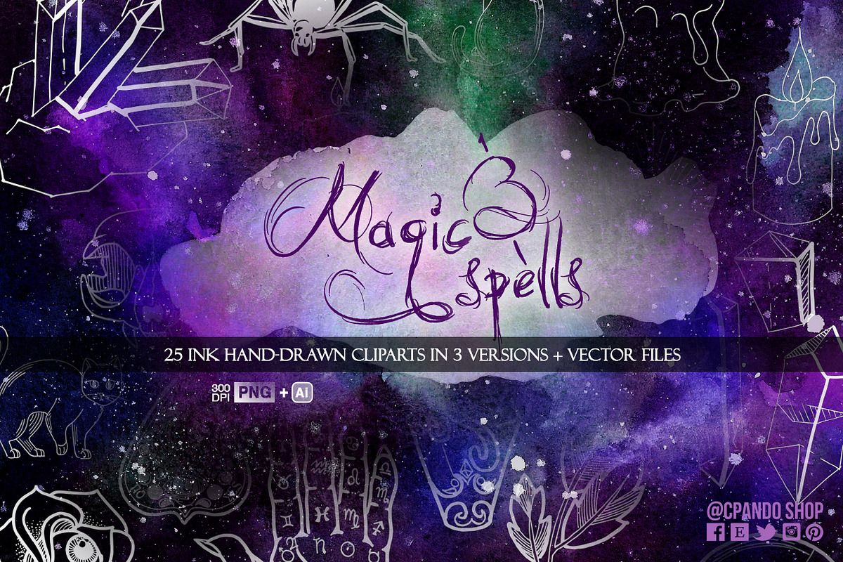 Magic & Spells ink clip art, an Animal Illustration by CpandoShop