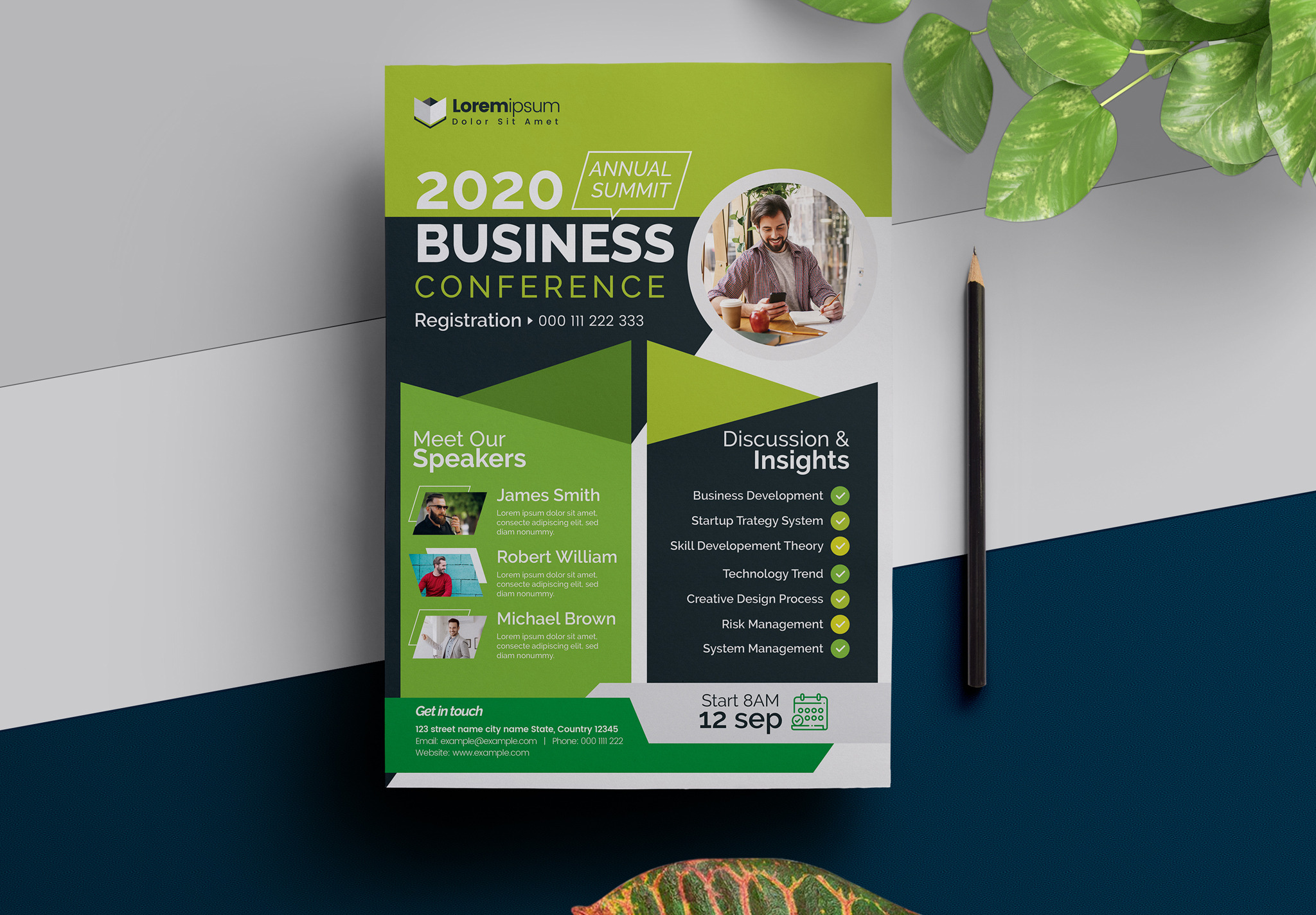 Green Conference Flyer, a Flyer Template by Cristal Pioneer