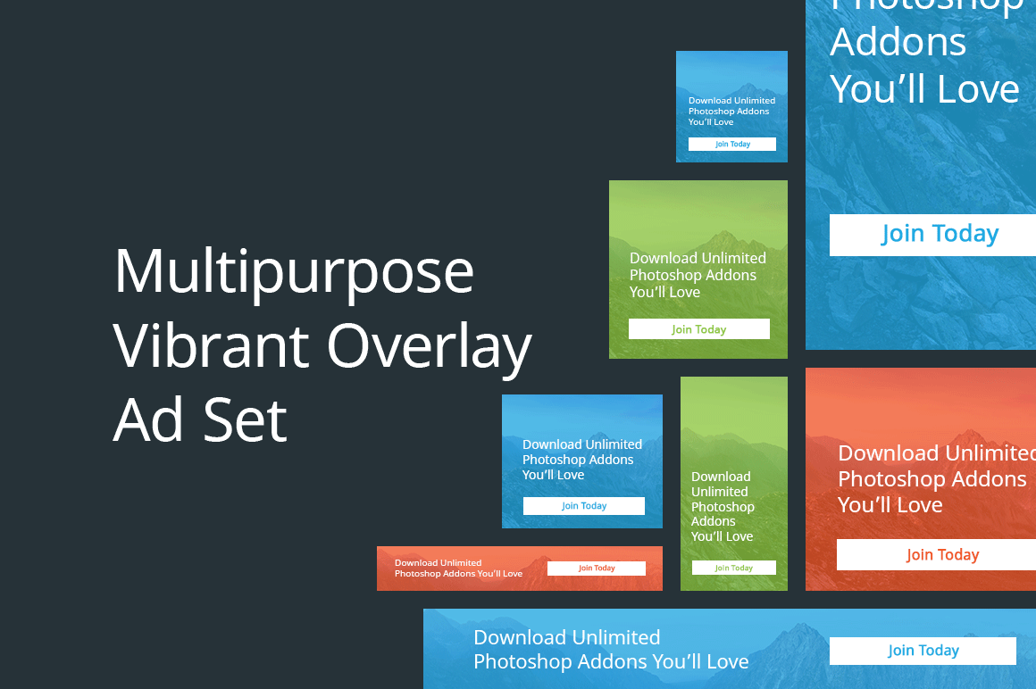 Multipurpose Vibrant Overlay Ad Set, a Templates & Theme by SparkleStock