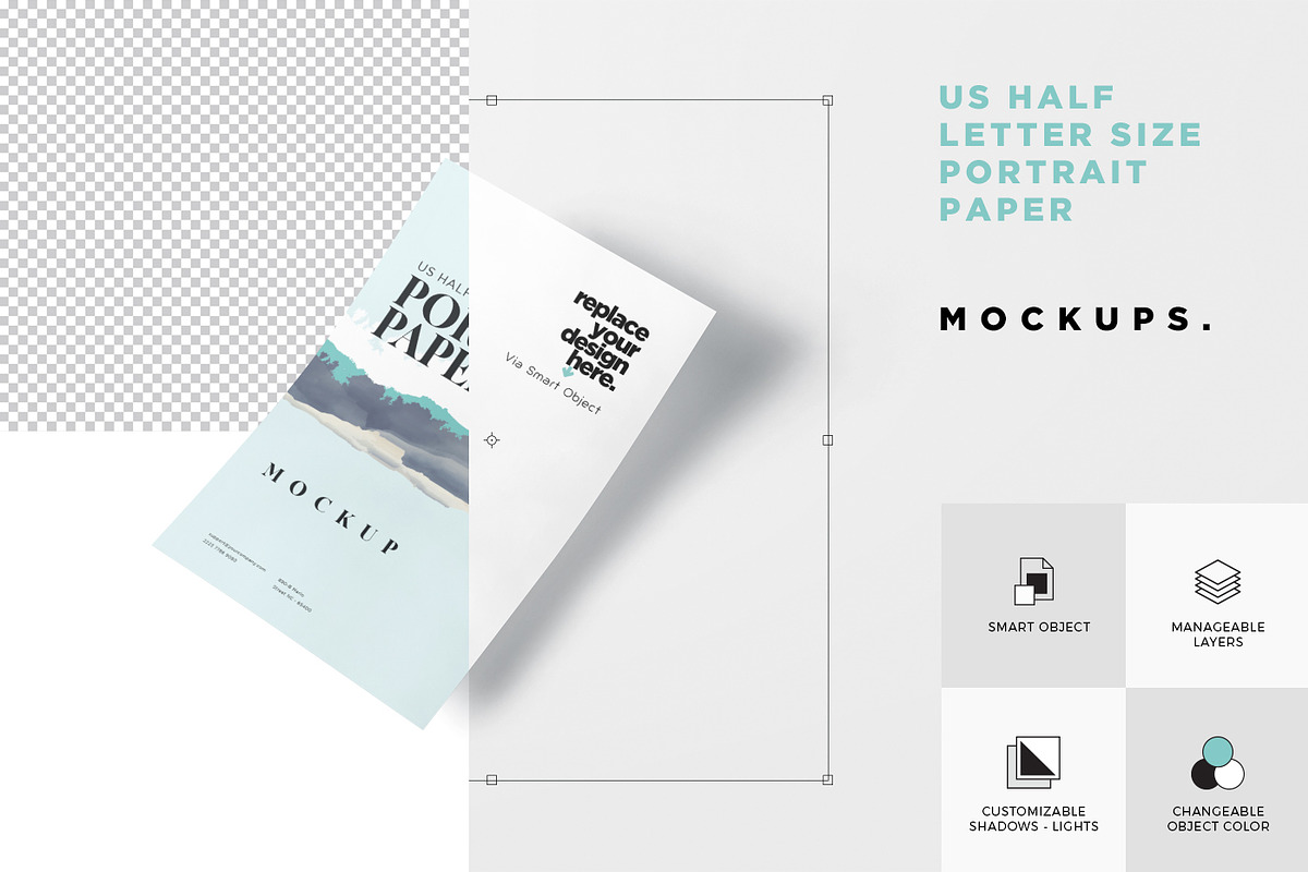 US Half Letter Size Paper Mockups, a Product Mockup by GfxFoundry