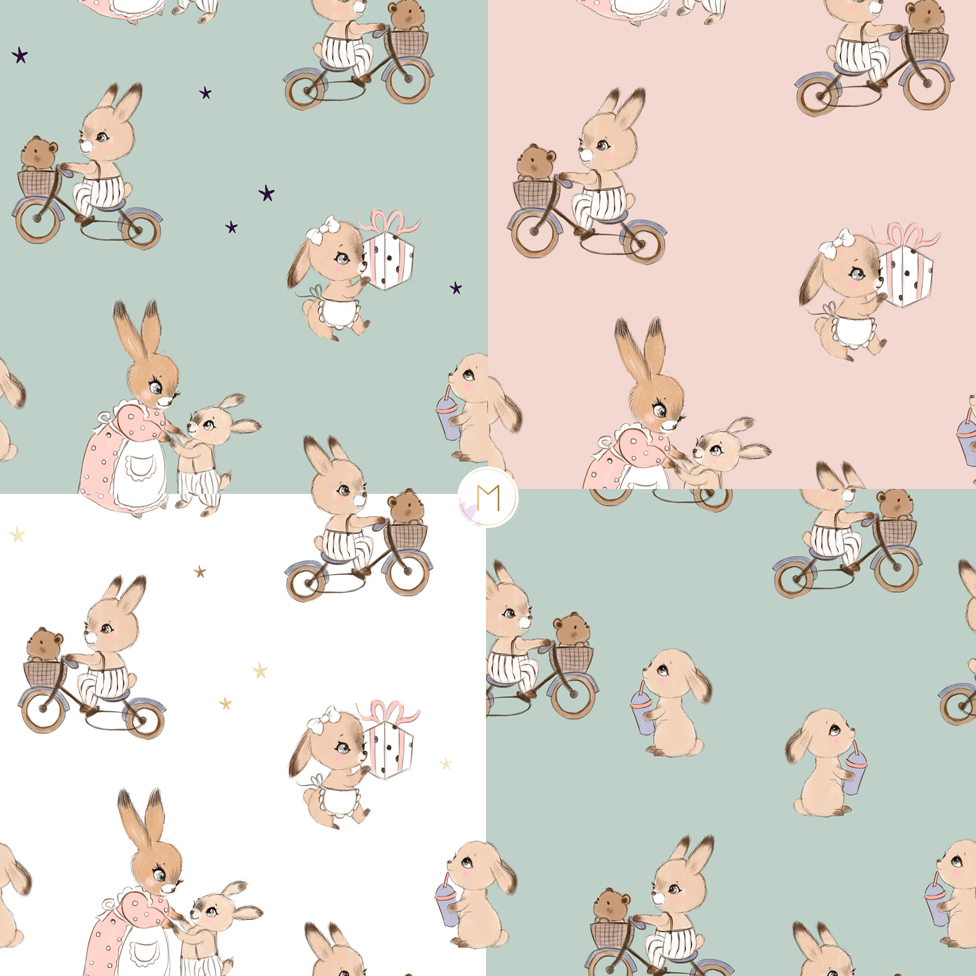 Little rabbits semless pattern | Graphic Patterns ~ Creative Market
